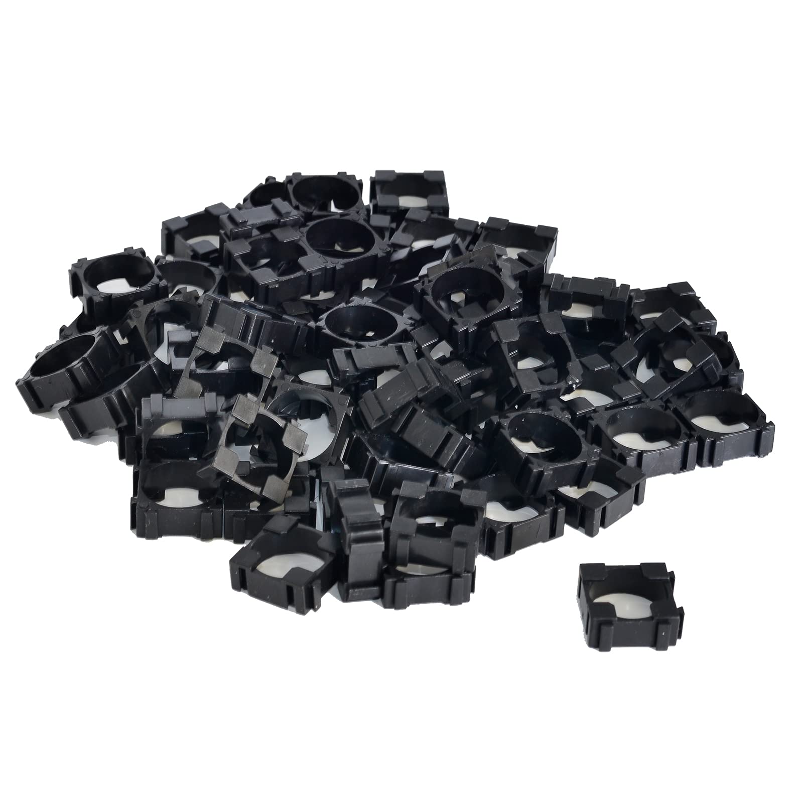 MGGi 100pcs 18650 Lithium Battery Cell Holder, Plastic Li-ion Battery Pack Bracket Safety Spacer Radiating Shell Storage Bracket Cylindrical Cell Battery Stand Cell Spacer for DIY Fixed Battery