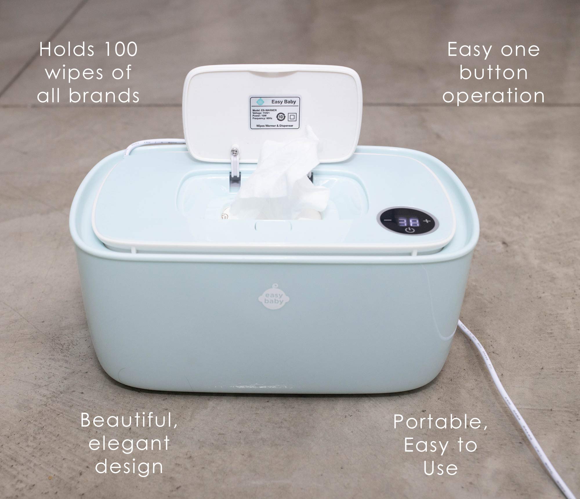 EZ Baby Trendy Wipes Warmer Dispenser Holder - Portable, Plugin, Comfortable Diaper Changing Experience - Infant, Newborn, Baby- (Pink)