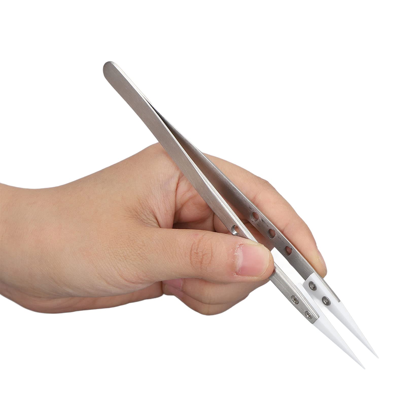 2Pcs Maintenance Tweezers, Straight Tweezers Stainless Steel Ceramic Straight Curved Tweezers Electronic Repair Tools