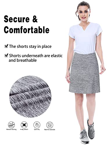 beroy Pickleball Clothes for Women with Two Pockets - Womens Skorts for Summer with Pockets Tummy Control(L Grey)
