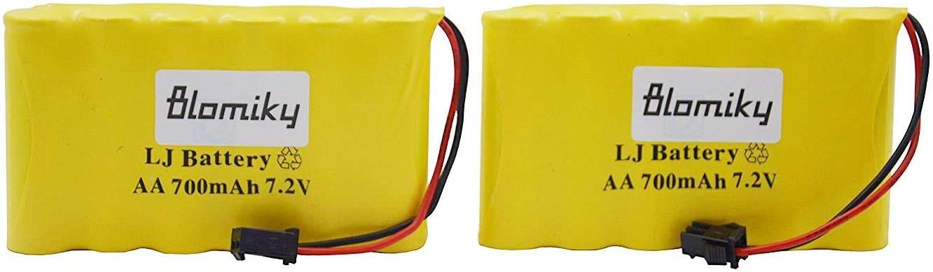 Blomiky 2 Pack 7.2V 700mAh Ni-Cd Rechargeable Battery Pack with SM 2P Plug Replacement for Old Version 15 Channel Huina 1550 550 RC Excavator 7.2V 700mAh Yellow 2
