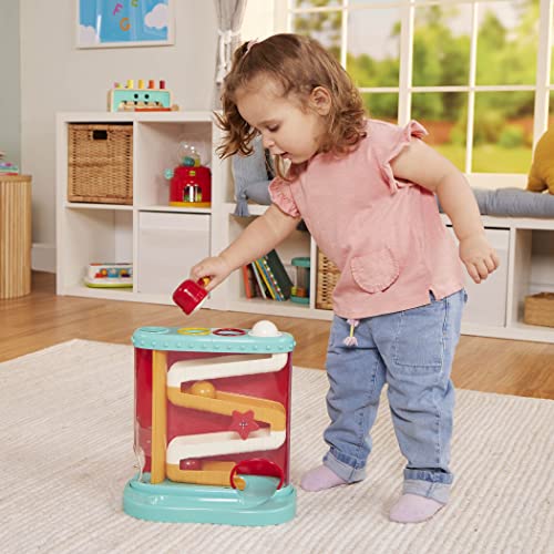 Battat – Pound & Roll – Baby Activity Toy Station with 1 Toy Hammer & 4 Balls for Kids 12 Months + (7-Pcs) , Light Blue
