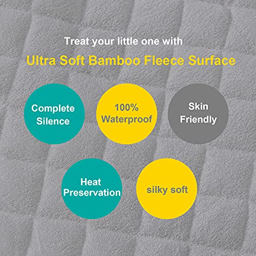 Bassinet Mattress Pad Cover(21" x 35"), Fit for Milliard, Miclassic, Besrey, Bellababy, AMKE 3 in 1 and Dream on me Bassinet, 2 Pack, Waterproof Quilted Ultra Soft Bamboo Sleep Surface, Grey