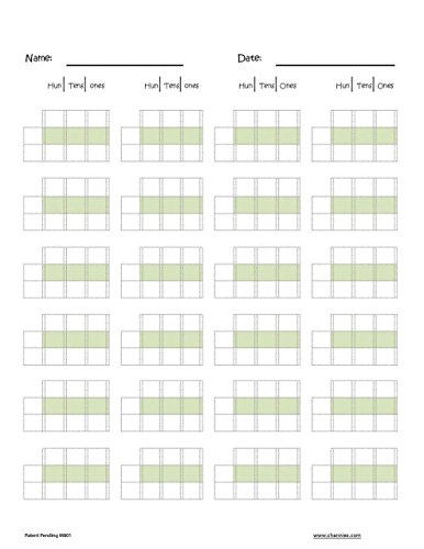 Channie's M603 Triple Digit Math Lineup Pad Math Workbook, 2nd/3rd Graders, Summer School Summer Bridge