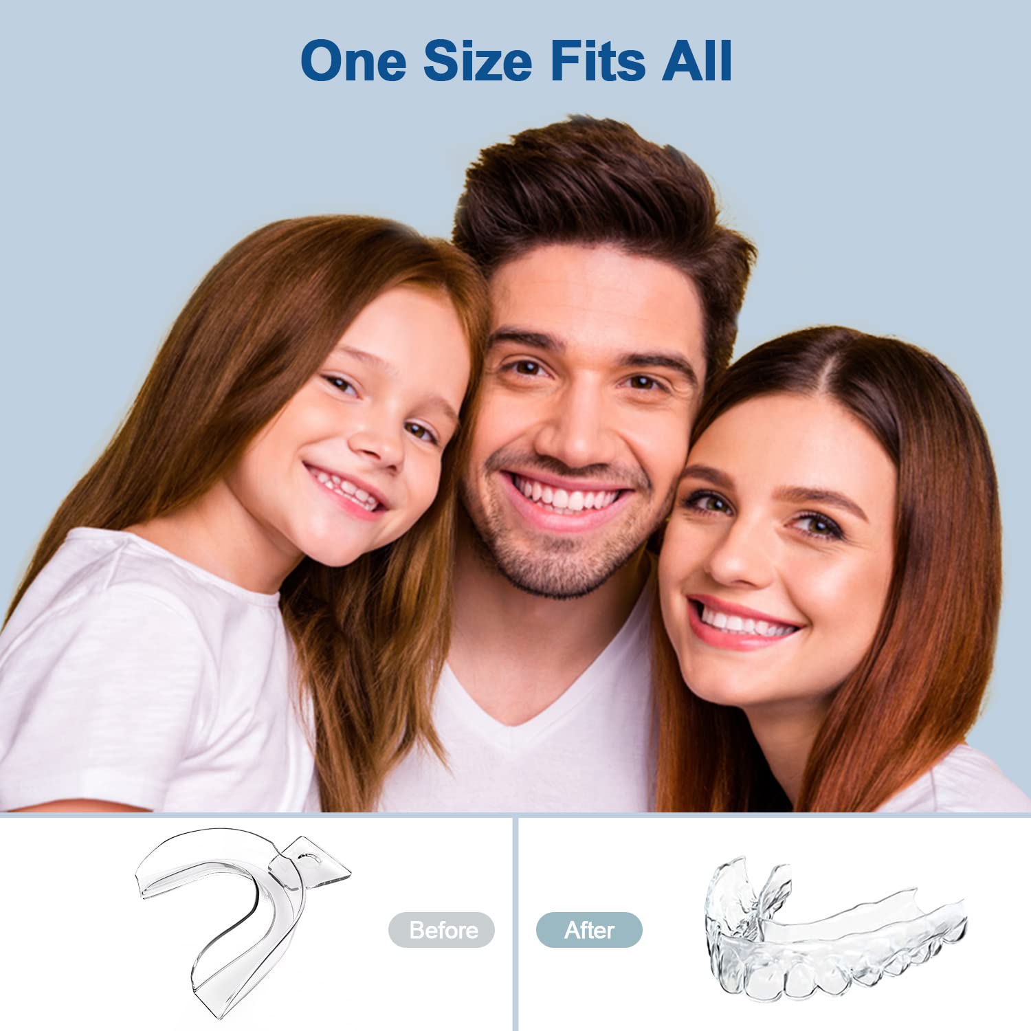 EZGO Teeth Whitening Trays, BPA Free Moldable Mouth Trays, Custom Fit, Comfortable, Trimmable Mouth Guard, Used on Teeth Grinding, Teeth Whitening, and Sports Campaign (3 Trays)
