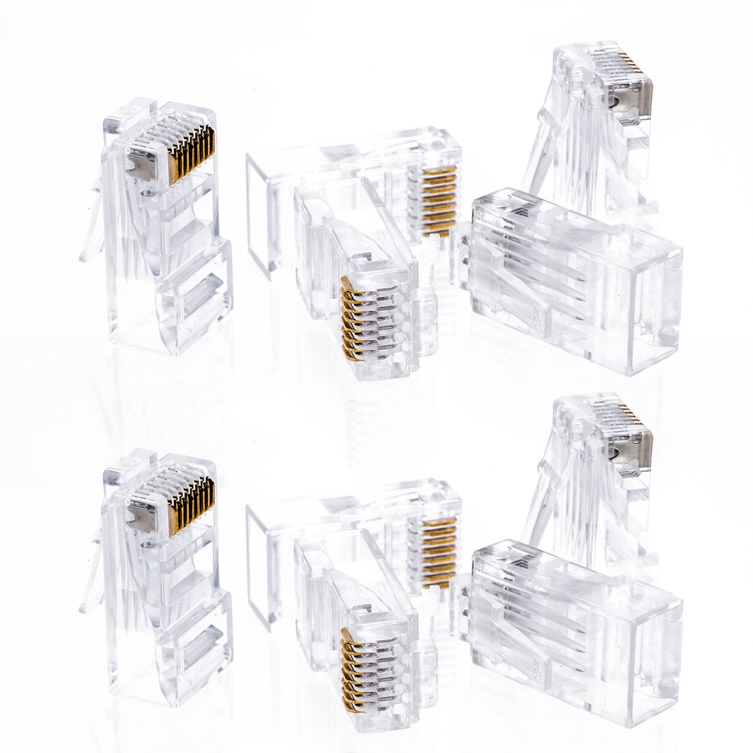 Cat5e RJ45 Modular Plugs, 8P8C UTP Ethernet Crimp Connectors, Solid or Stranded Cable Ends, Gold-Plated Contacts (200 Pack)