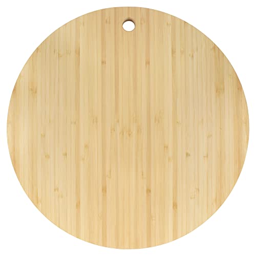 BambooMN Bamboo Round Cutting and Serving Board, Charcuterie Board - 15" diameter x 0.75" thickness - 1 Piece