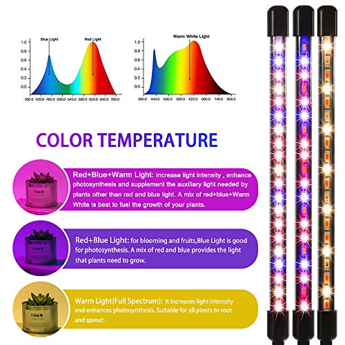 LEOTER Grow Light for Indoor Plants - Upgraded Version 80 LED Lamps with Full Spectrum & Red Blue Spectrum, 3/9/12H Timer, 10 Dimmable Level, Adjustable Gooseneck,3 Switch Modes