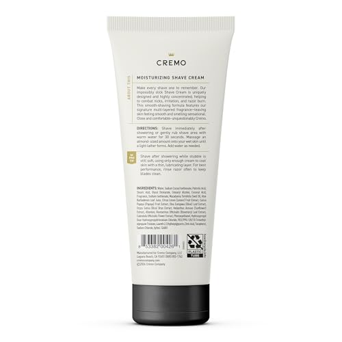 Cremo Silver Water & Birch Shave Cream, Astonishingly Superior Ultra-Slick Shaving Cream for Men, Fights Nicks, Cuts and Razor Burn, 6 Fl Oz