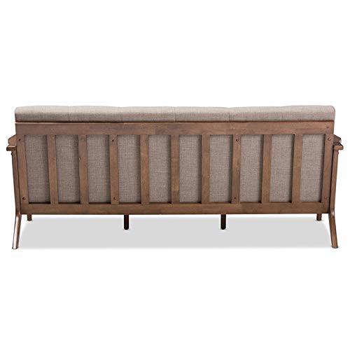 Baxton Studio Bianca Fabric Sofa in Light Gray and Walnut Brown