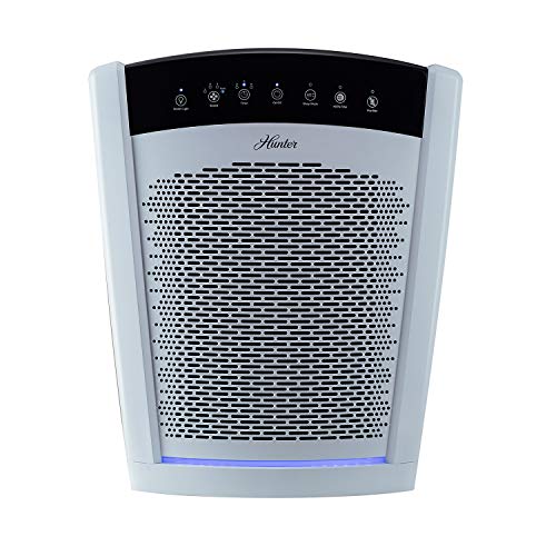 Hunter HP800 Multi-Room Whole Home Console Air Purifier Features Energy Star Certification True HEPA Filter, Multiple Fan Speeds, Soft Touch Digital Control Panel, Sleep Mode, Timer, Accent Light