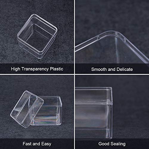 BENECREAT 10 Pack Square High Transparency Plastic Bead Storage Containers Box Drawer Organizers for beauty supplies,Tiny Bead,Jewerlry Findings, and Other Small Items - 2.2x2.2x2 Inches
