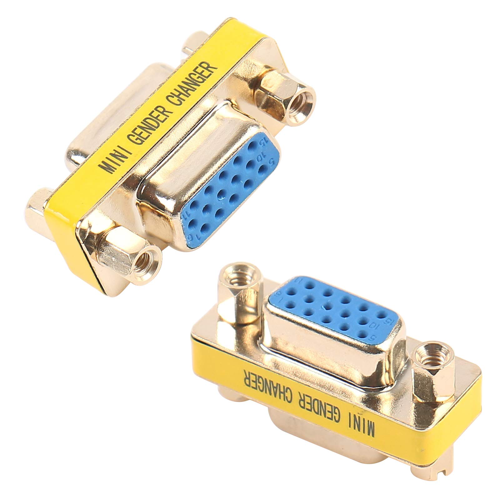 BENFEI VGA Coupler, 2-Pack VGA/SVGA Adapter HD15 Female to Female Gender with Gold-Plated Cord