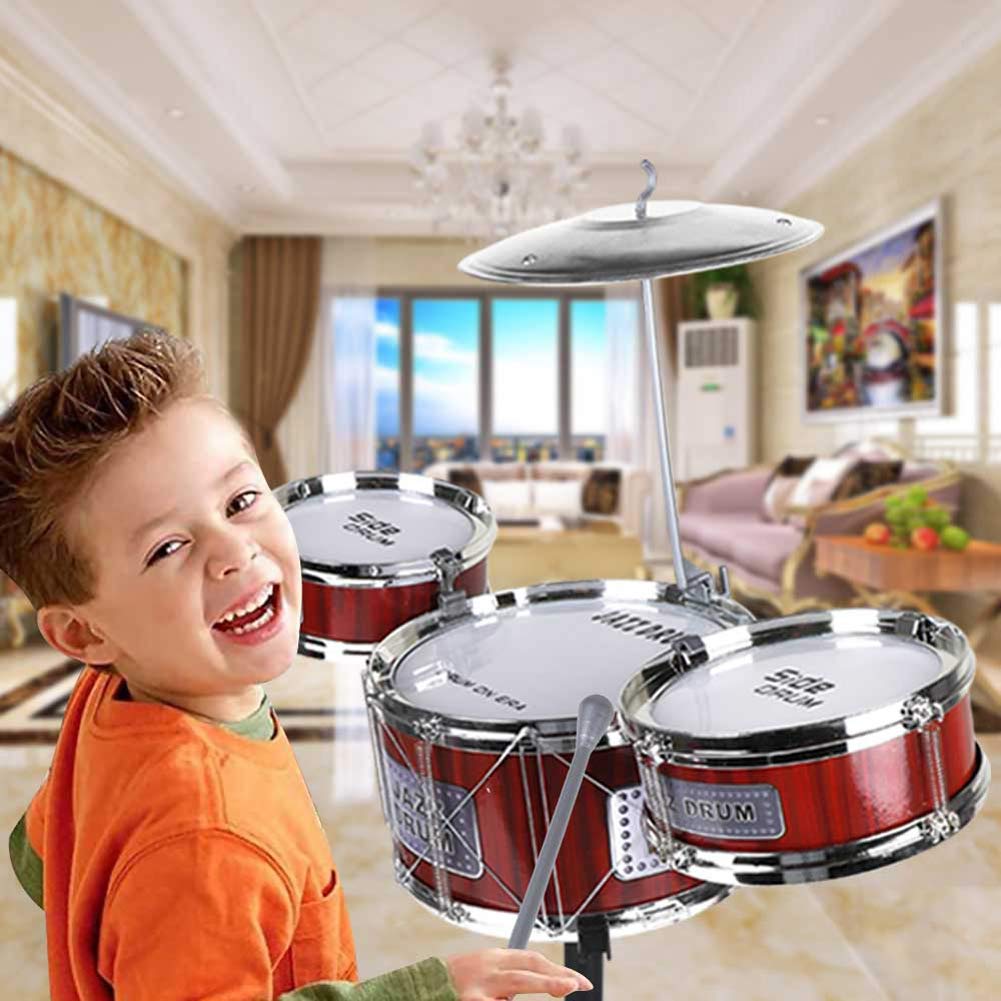 AHOMASH Jazz Drum Sets Toy Drum Set for Kids 1 - 6 Years Old Beats Musical Toys Plastic Drum Kit with Cymbal & Drumsticks Kids Drum Set