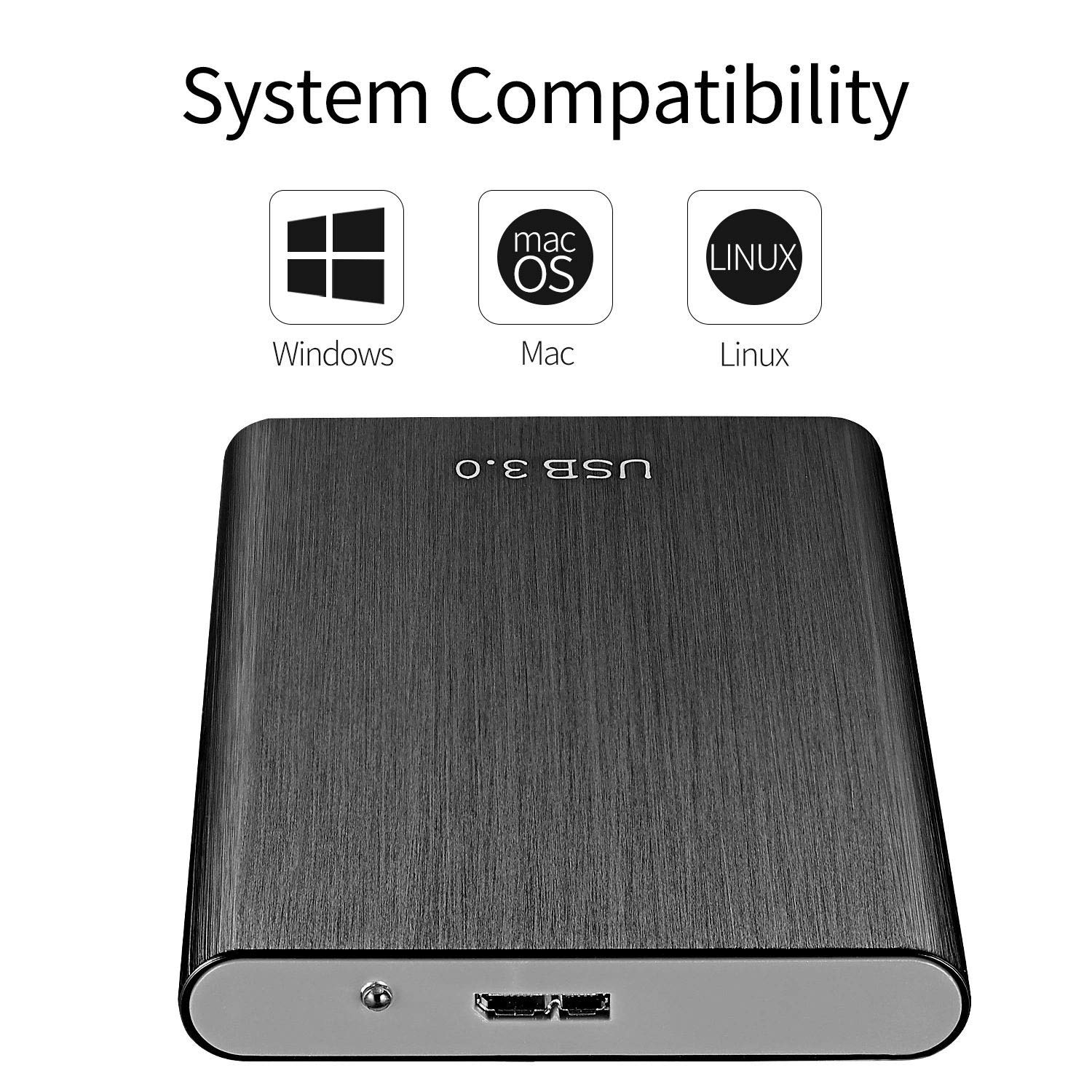 2TB External Hard Drive Portable Hard Drive for Mac, Desktop, PC, Laptop, Ultra Slim Portable External Hard Drive(2TB Black-A)