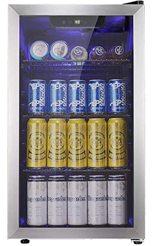 Antarctic Star Beverage Refrigerator -120 Can Mini Fridge for Soda Beer or wine, Small Drink Dispenser, For Office or Bar with Adjustable Removable Shelves, Black, 3.2 Cu.Ft.