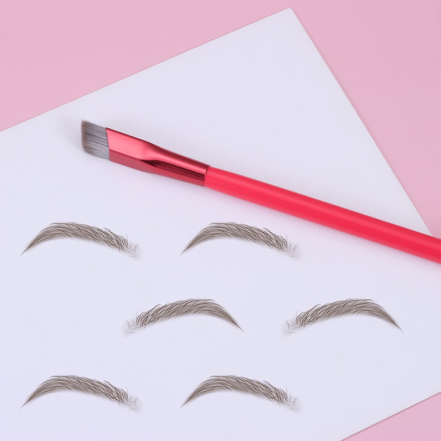 2Pcs Multi-Function Eyebrow Brush, 4D Hair Stroke Brow Stamp Brush, Ultra-thin Eyebrow Brush, Square Angled Eyebrow Hairline Brush for Drawing Hairline, Smoky Makeup, Eye Shadow Primer, Easy to Clean