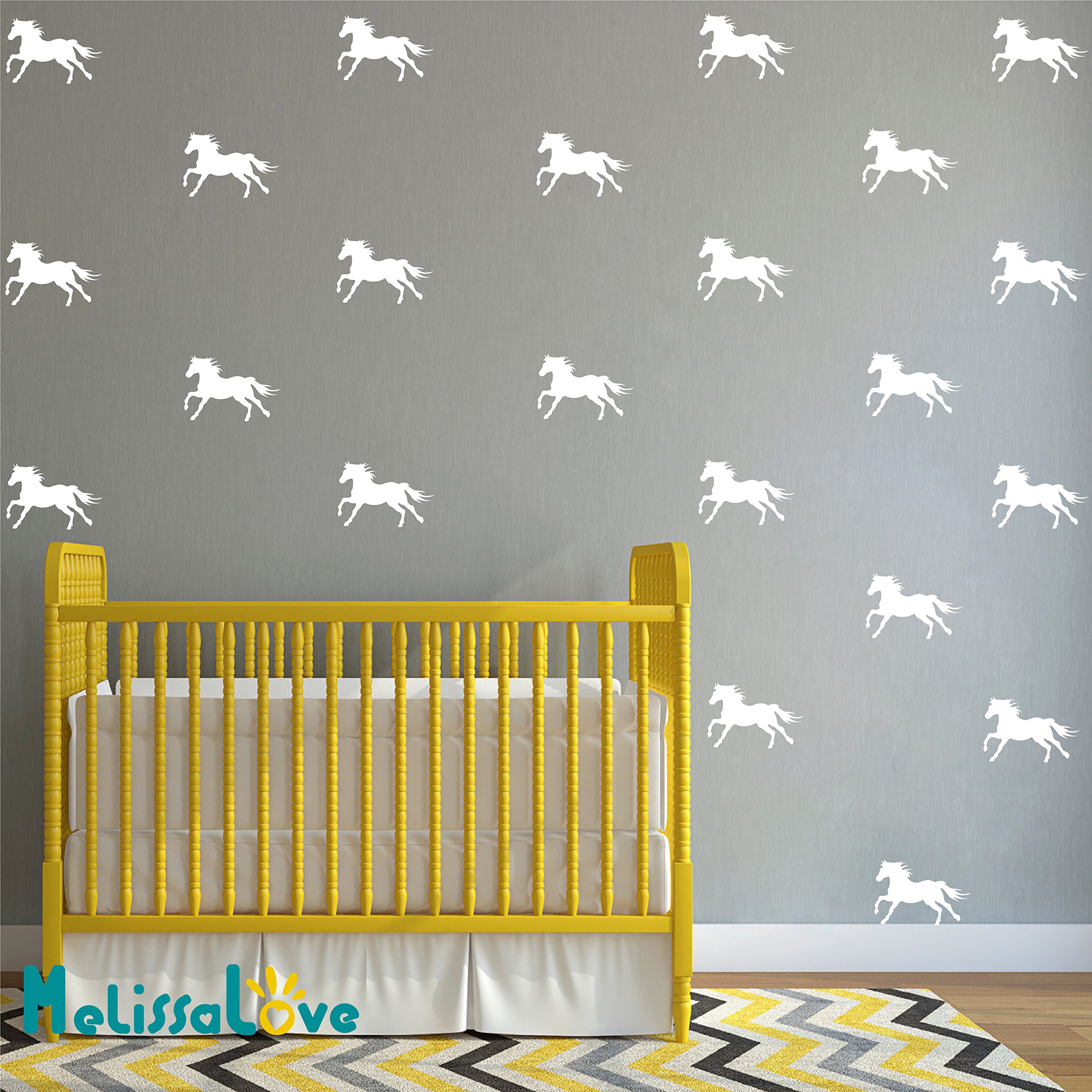 DXLING 32pcs/Set Metallic Equestrian Horse Wall Stickers Vinyl Wall Decals Decor Kids Room Living Room Wallpaper Removable Mural SA525 (Black)