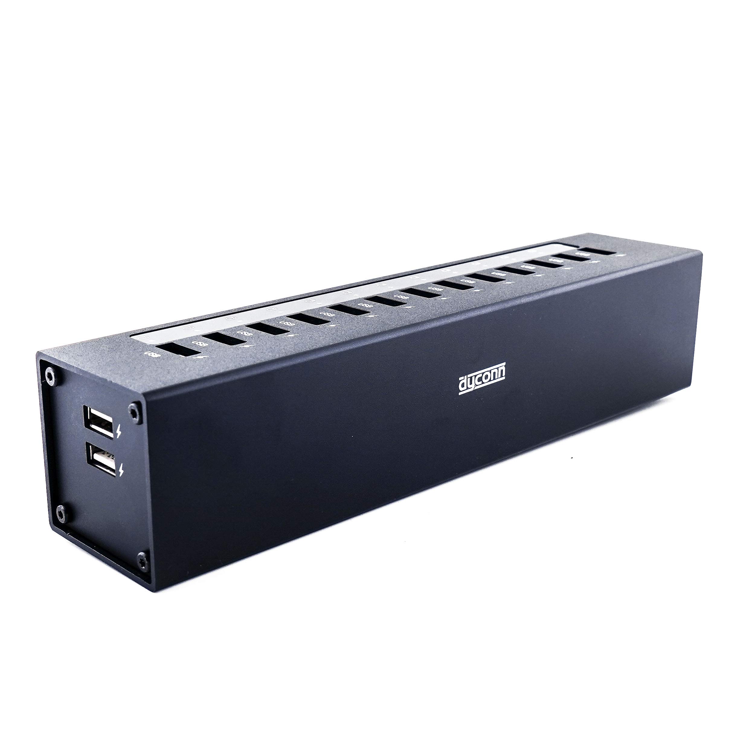 Dyconn PowerHub SuperSpeed 15 Port (13 Data/Charging + 2 Charging Only Ports) Industrial Grade USB 3.0 Hub with Mounting Brackets (HUBC13B)
