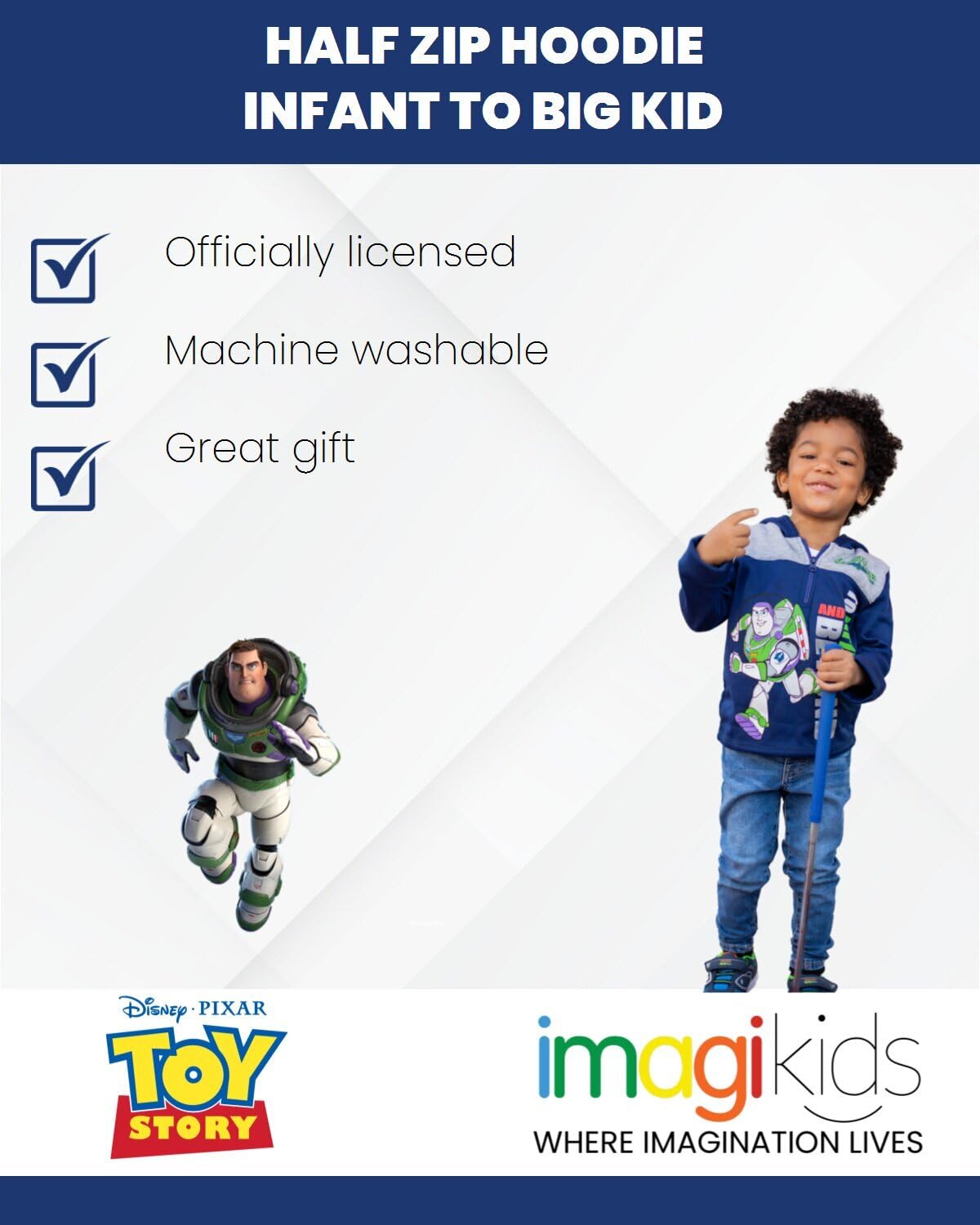 Disney Pixar Toy Story Buzz Lightyear Toddler Boys Half Zip Hoodie 4T
