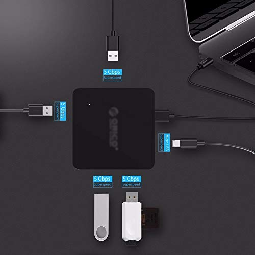 SJYDQ Super Speed 4 Port USB HUB 3.0 Portable OTG HUB USB Splitter with Micro B Power Port for MacBook Laptop PC Tablet