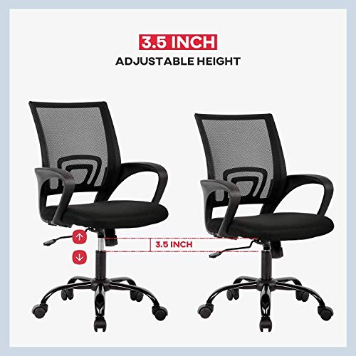 Home Office Chair Desk Chair Computer Chair Ergonomic Chair Mid Back Mesh Chair Adjustable Height Swivel Task Executive Chair, with Lumbar Support & Armrest Cheap Small Rolling Task with Wheel,Black
