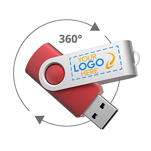 Custom USB Flash Drives Personalized 30+ Color Combos and Logo on 2-Sides - Assembled in USA - Grade A Memory - Deep Blue Body/Silver Swivel - 8GB [Pack of 100]