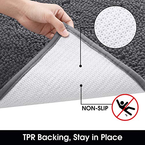 HOMEIDEAS Durable Chenille Water Absorbent Door Mat Indoor, 24x36, Machine Washable Drying Entryway Rug, Soft Dog Mat Rug, for Shoes and Pet Paws, Non-Slip Inside Doormat for Entrance, Mud Room, Grey