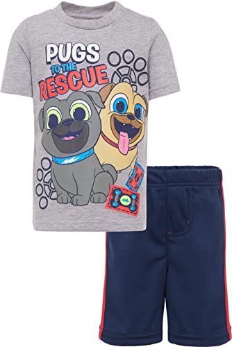 Disney Puppy Dog Pals Bingo Rolly Toddler Boys Athletic Graphic T-Shirt Mesh Shorts Set Gray 4T