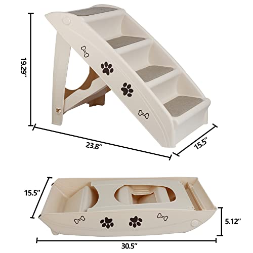 Dog Stairs to Bed Pet Stairs Dog Steps for Small Dogs Washable Carpet Pet Stairs for High Bed Foldable Plastic Pet Steps
