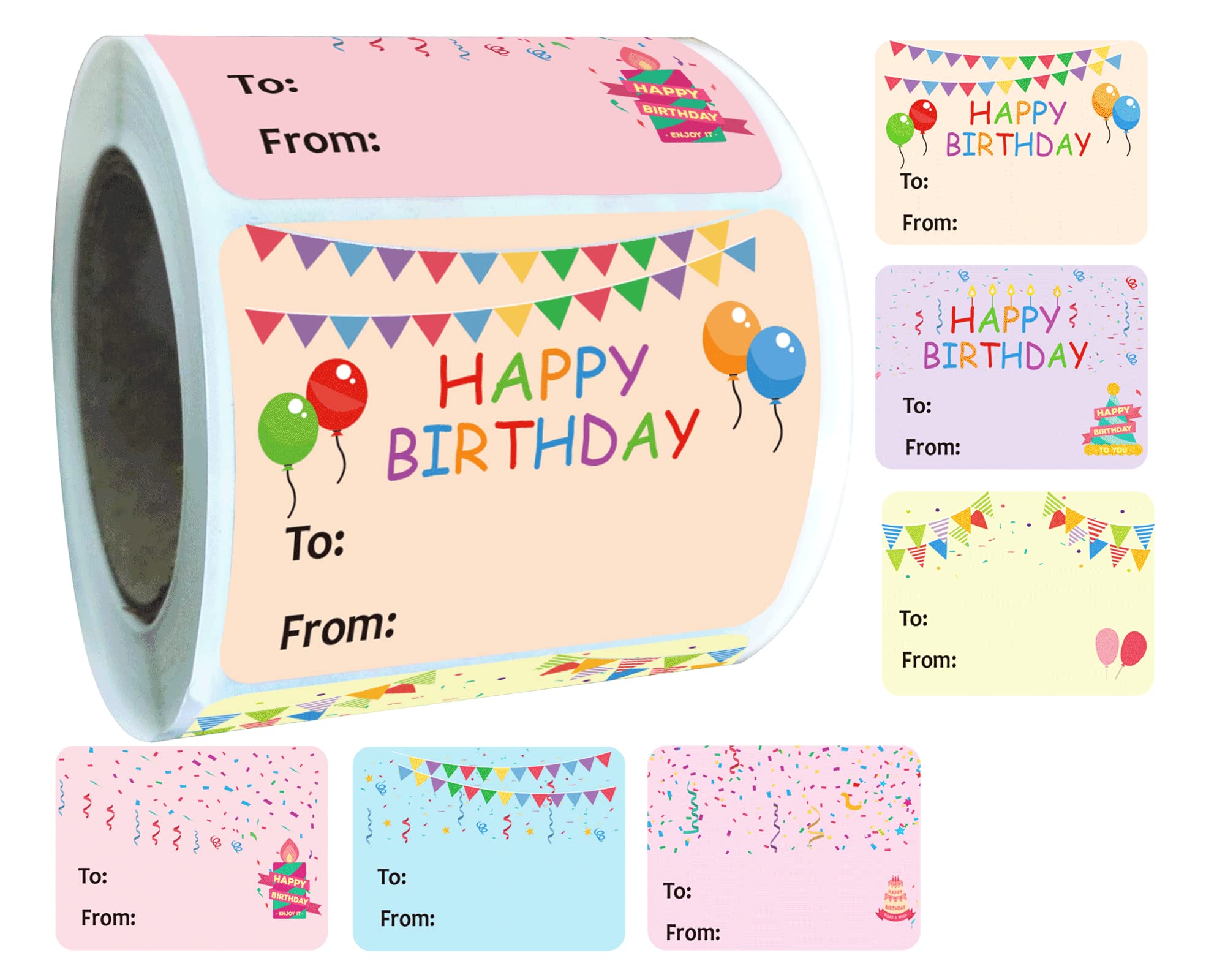 Happy Birthday Gift Tags Name Tags Stickers 1.5 x 2 Inch - Rectangle Christmas to from Labels Present Stickers Festival Birthday Stickers for Kids Party Favors Envelope Packages Seals 300 Pcs