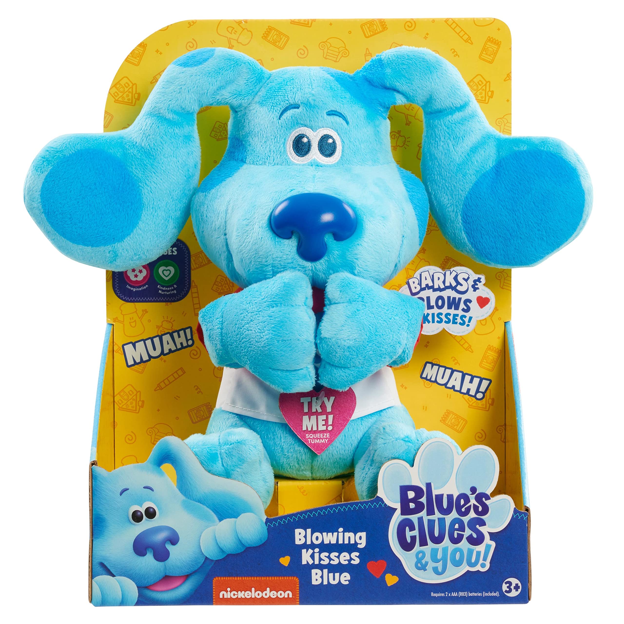 Blue’s Clues & You! Blowing Kisses Blue Feature Plush Stuffed Animal with Sounds and Movement, Dog