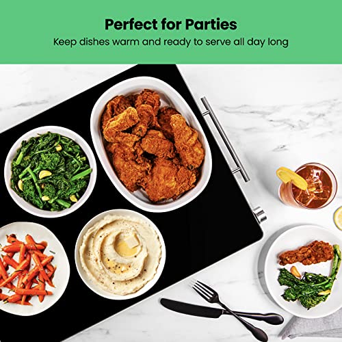 Chefman Electric Warming Tray with Adjustable Temperature Control, Glass Top Large 21βx16β Surface Keeps Food Hot,Black