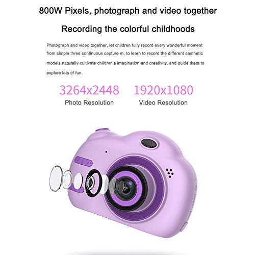 Mini Digital Camera Child Camera Toy Cartoon Video Recorder Can Shoot Camera 1080P 8MP Camera,Purple,8GB