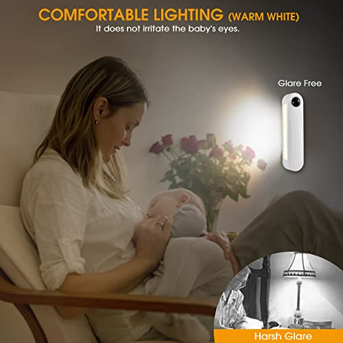 AIMILAR Rechargeable Motion Sensor Night Light Dimmable LED Night Lights for Kids Bedrooms USB Chargeable Magnetic Nightlights for Kids Room Bathroom Cabinet Closet Hallway (2 Pack) (White)