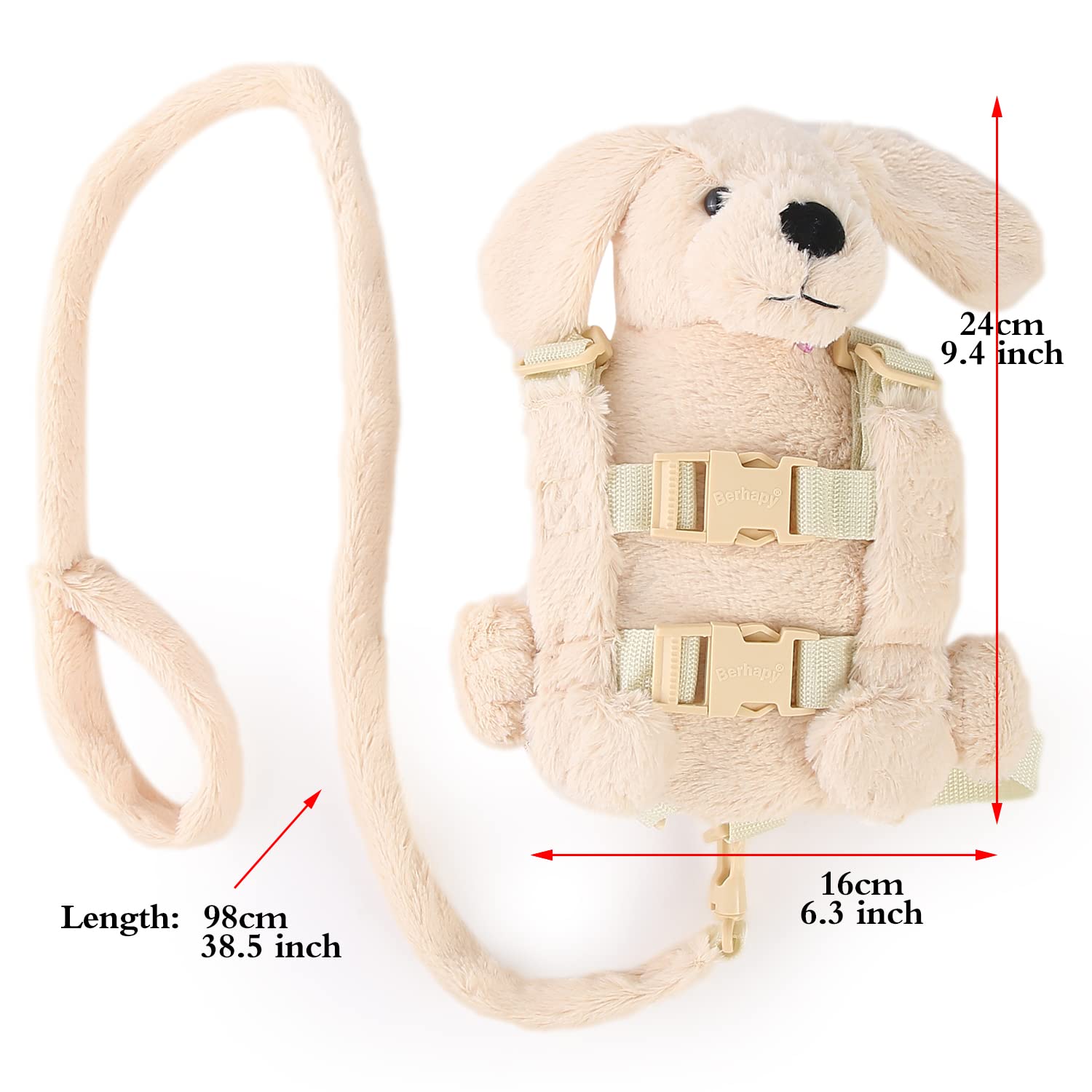 Berhapy 2 in 1 Naughty Dog Toddler Backpack Harness with Safety Leash for Children’s Walking Kids Leash for 1-3 Years Old Boys and Girls