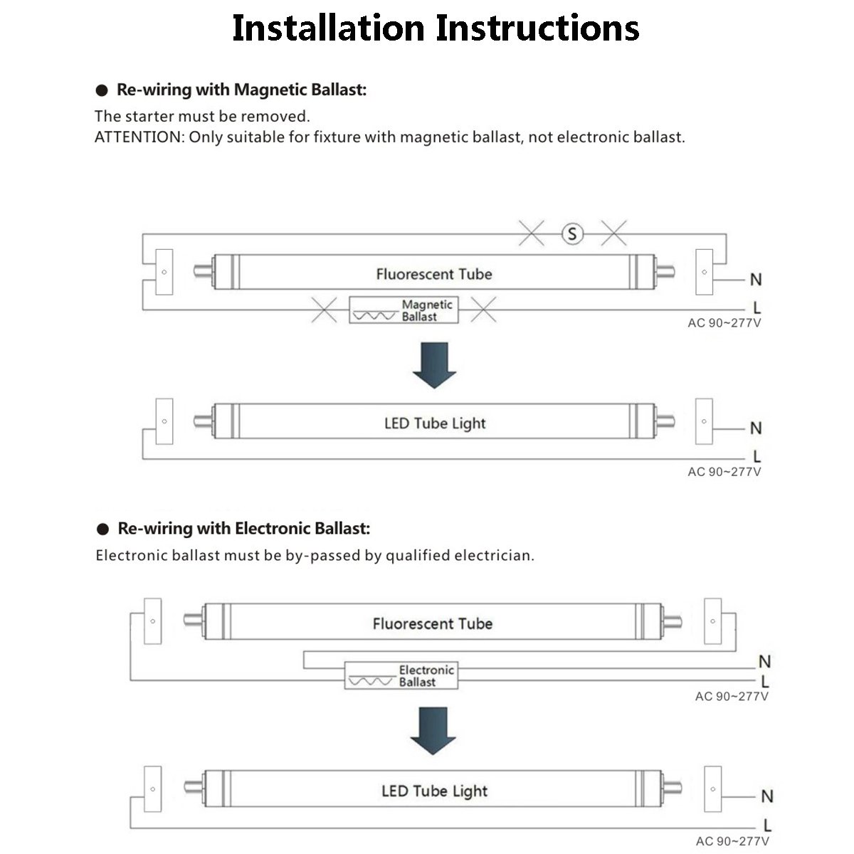 4Pack R17d V shaped Rotatable 2pin base 8 foot led bulbs Double Row 65W,Need Bypass Ballast,Replace 150W Fluorescent Shop Lights Dual-Ended Power, Cold White 6000K,clear Cover, AC 90-277V