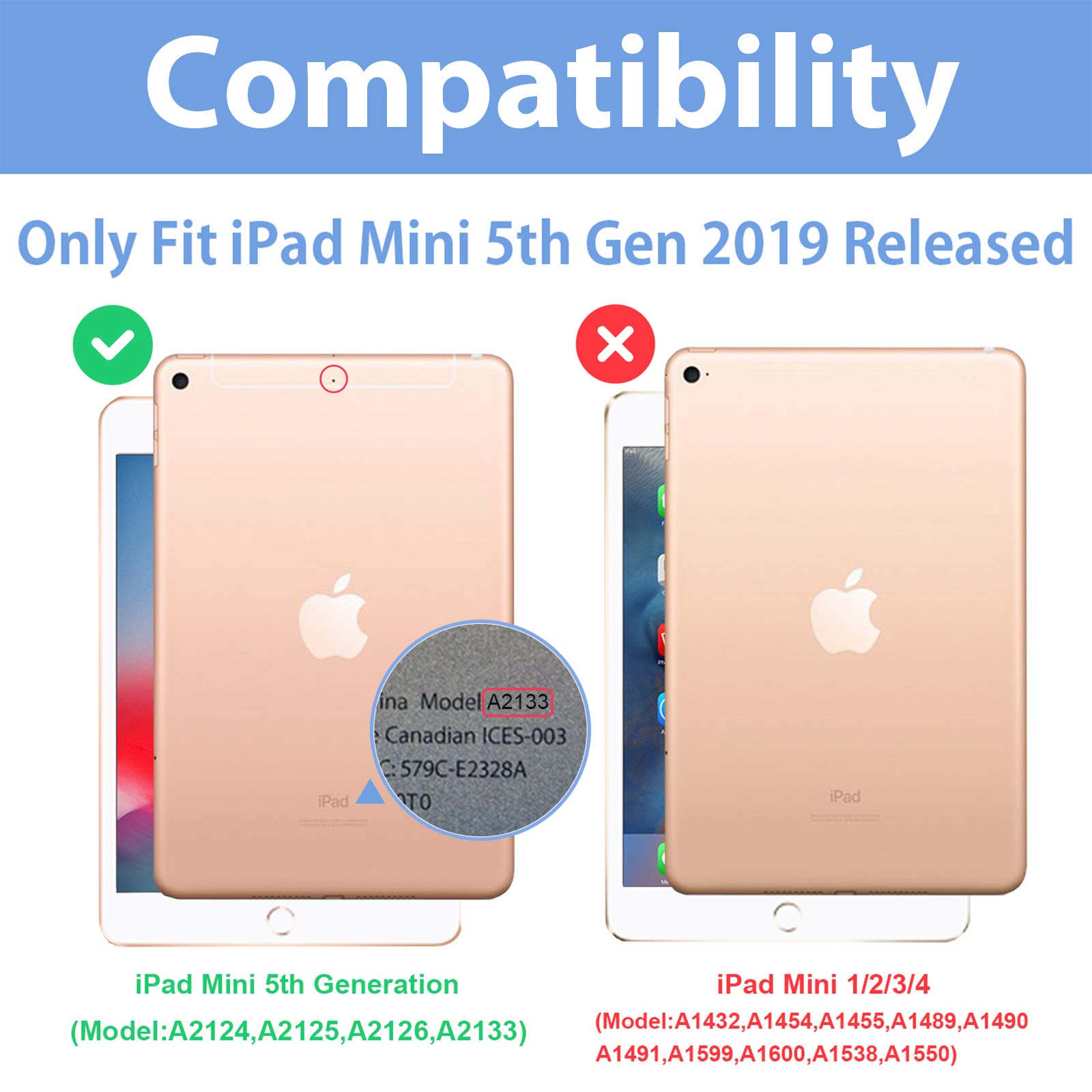ProCase Smart Case for iPad Mini 5 2019(Model: A2133 A2124 A2126 A2125), Ultra Slim Lightweight Stand Case with Translucent Frosted Back Cover for iPad Mini 5th Gen 7.9 Inch –Black