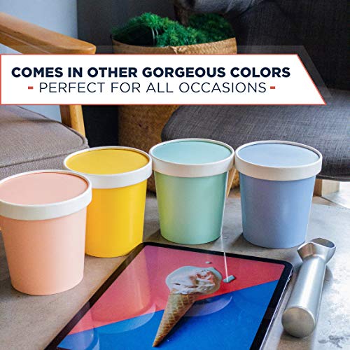 Glowcoast Ice Cream Containers With Lids - 16 oz Pint Disposable Ice Cream Storage Container for Homemade Icecream. Freezer-Safe Paper Tub with Lid For Frozen Desserts Yoghurt (Assorted, 24)