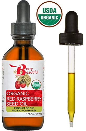 Berry Beautiful Certified Organic Red Raspberry Seed Oil - Cold-pressed from US grown raspberries (1 fl oz)
