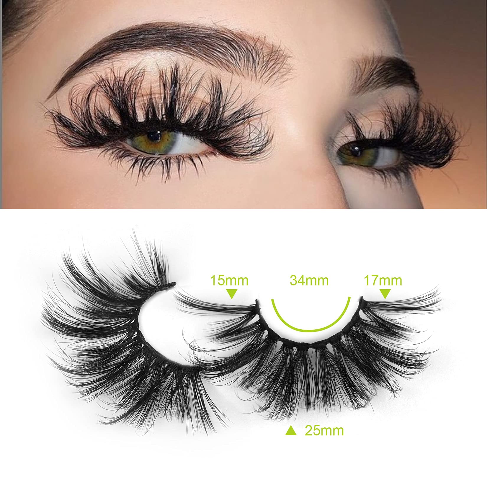 Mink Fluffy Lashes 25mm Fake Eyelashes Pack 10 Pairs Mixed Long Thick Lashes Bulk Handmade Reusable 8D Volume Eyelashes