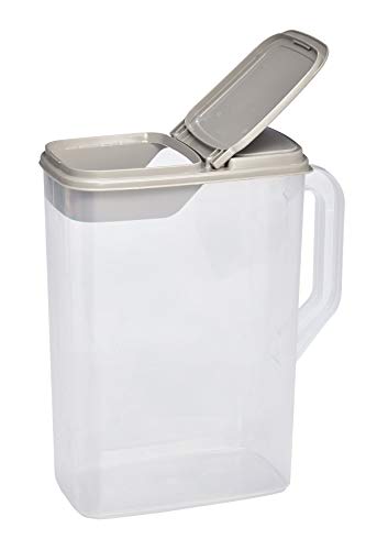 Buddeez Pet Food Storage Container - 8 Quart Capacity Dog Food Storage, Cat Food, & Bird Seed Container with Durable EZ Grip Handle, EZ Flip Lid with Gray Lid (includes 1 Cup Clear Scoop)
