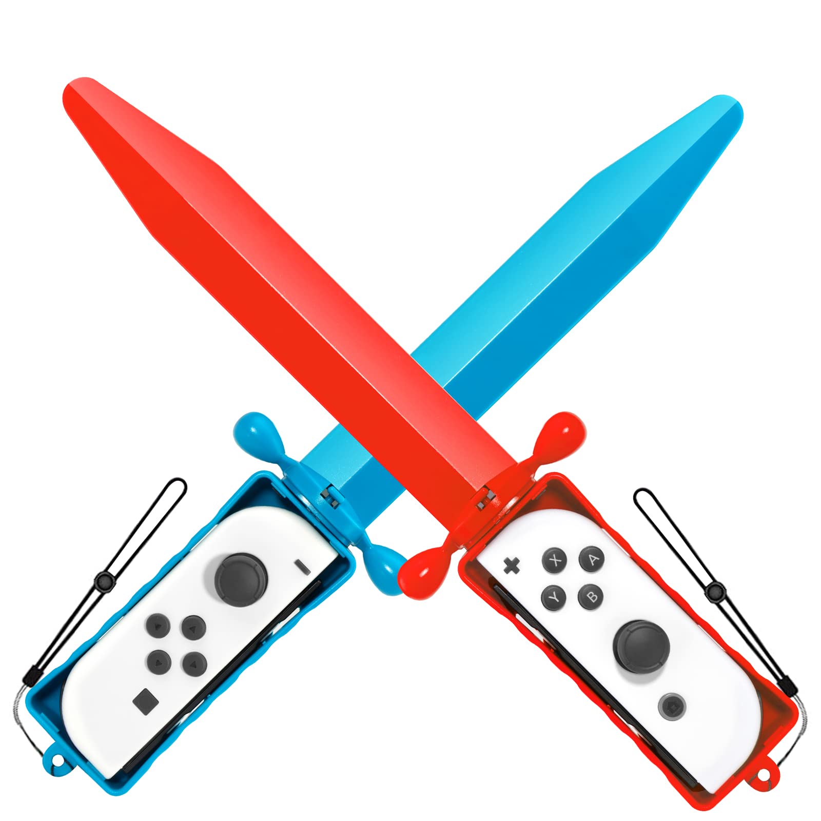 2 Pack Sword Grip Accessories for Switch/Switch OLED JoyCon, Compatible with Switch Sports: Chambara (Swordplay)/The Legend of Zelda: Skyward Sword/Skyrim with Adjustable Wrist Strap