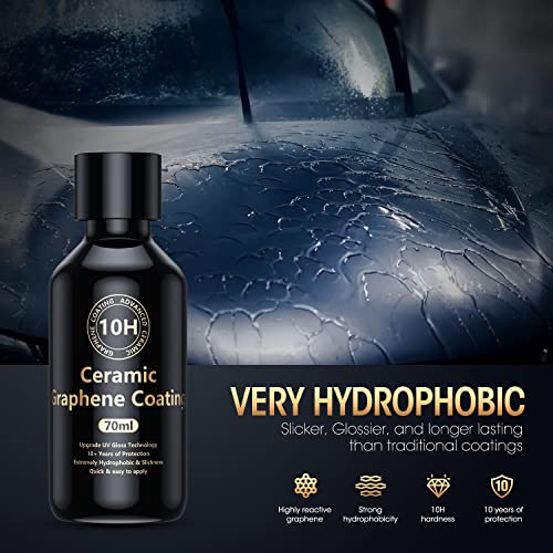 ๐๐๐ฏ๐๐ง๐๐๐ ๐๐ฟ๐ฎ๐ฝ๐ต๐ฒ๐ป๐ฒ Ceramic Coating for Cars (70ml) - 10H Graphene Coating for Car Detailing - 10+ Years of Long Lasting Protection - Ultra High Gloss & Shine, Extremely Hydrophobic