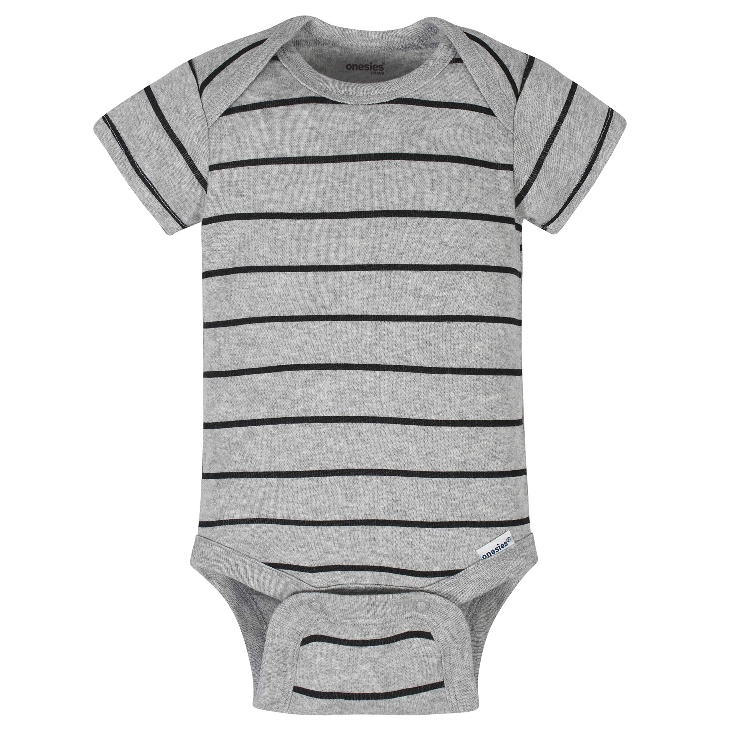 Onesies Brand Baby Boys' 8-Pack Short Sleeve Mix & Match Bodysuits, Grey Hungry, 12 Months