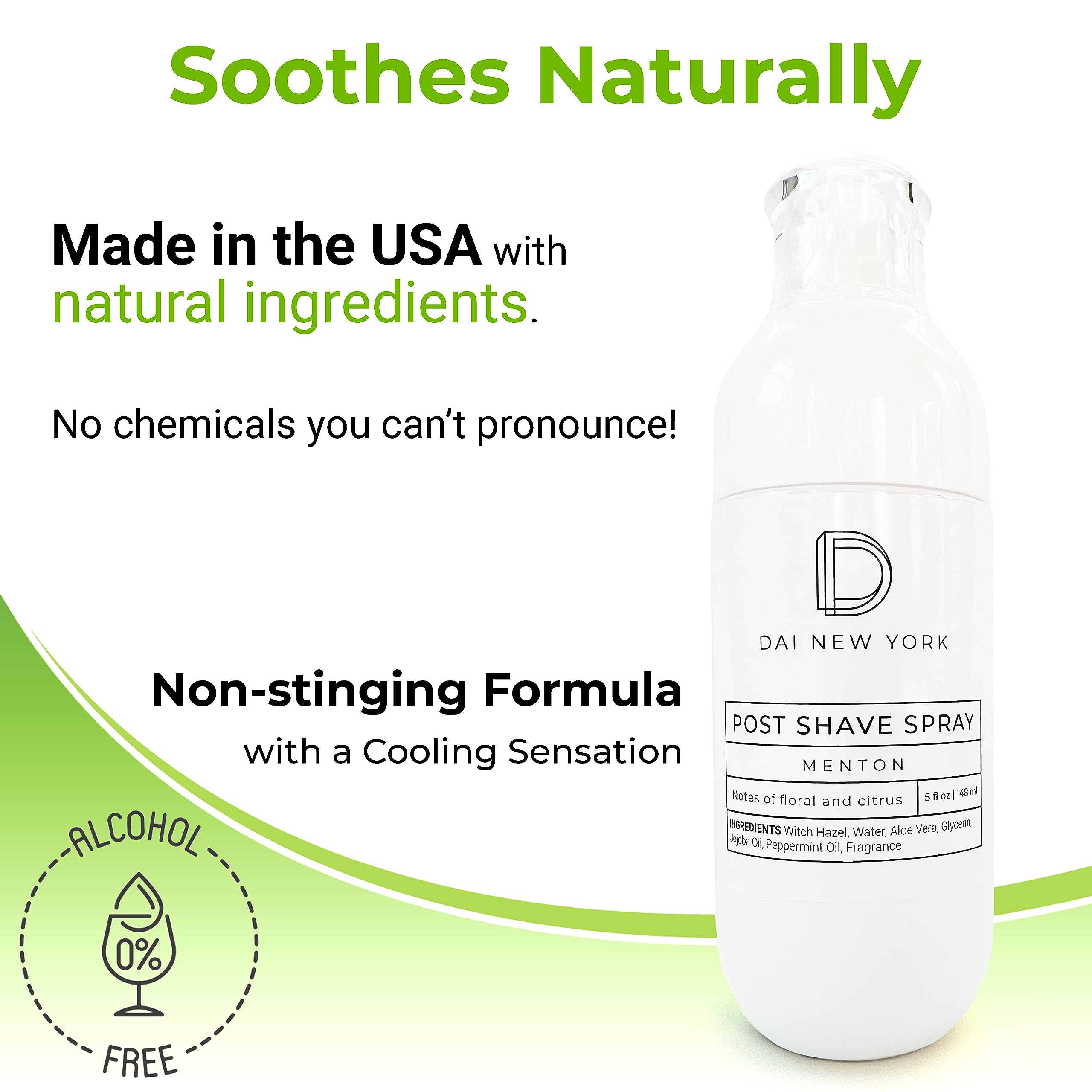 Dai New York Post Shave Spray, Natural Formula Alcohol-free After Shave Solution for Women and Men, 5 oz (Woody Incense Sent)
