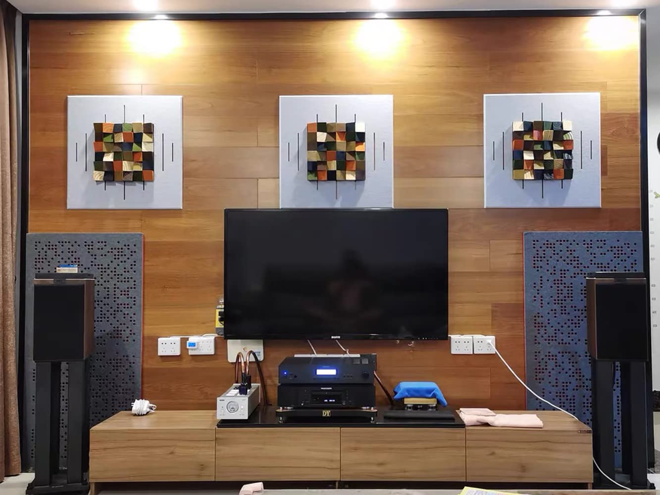 AIKEAIKESI Acoustic Diffuser - 11.8 X 11.8 X 1.2 Inches Sound Proof Wall Panels,Wood Acoustic Panels Reduce Distinct Echo Preserve Room Liveliness,Decorative Sound Panels for Walls