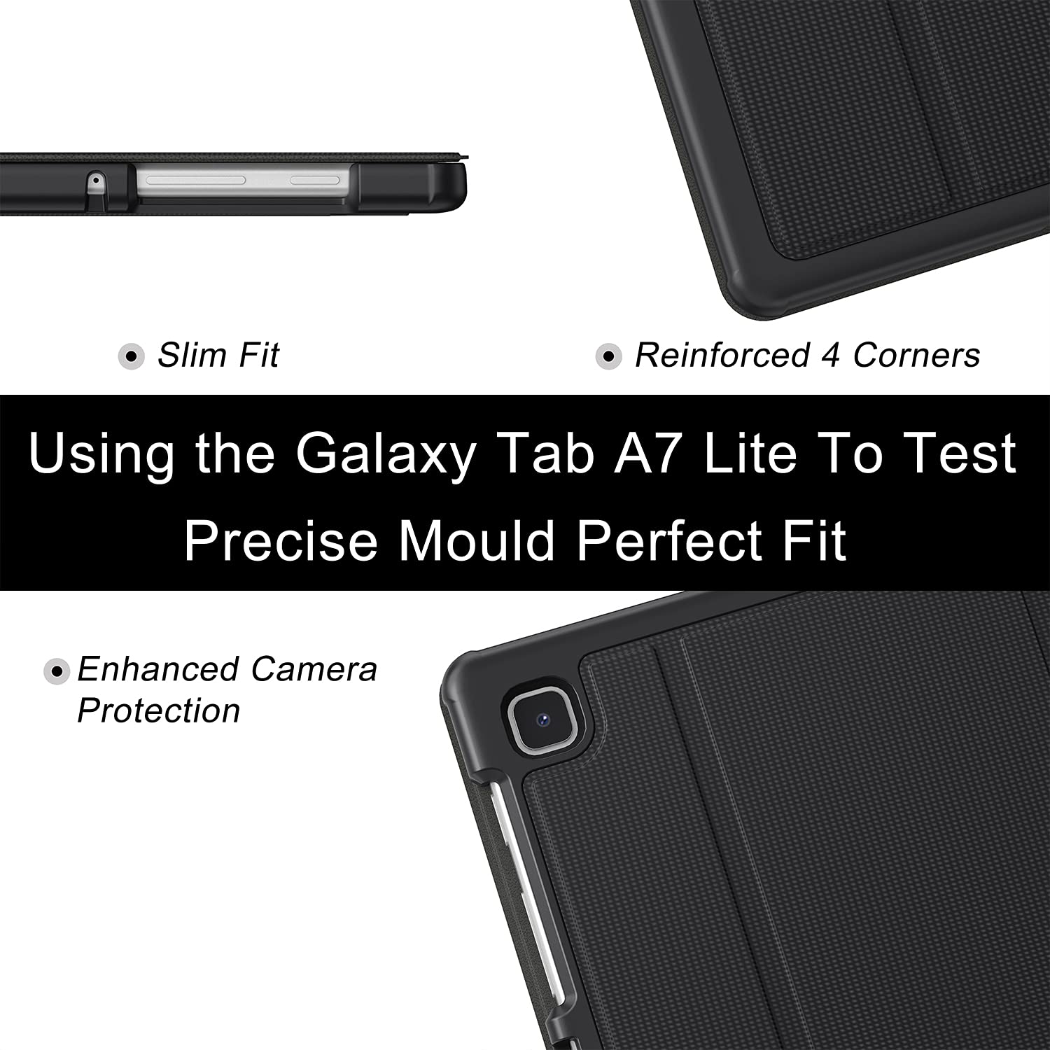 Soke Galaxy Tab A7 Lite Case 2021 8.7 Inch, Premium Shock Proof Stand Folio Case, Multi- Viewing Angles, Hard PC Back Cover for Samsung Galaxy Tab A7 Lite Tablet [SM-T225/T220/T227],Black