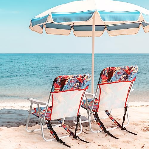 Beach Chairs for Adults 2 Pack, Lightweight Backpack Beach Chair with Shoulder Straps, Low Beach Chair Support 265lbs, Folding Beach Chair for Beach, Camping, Hiking, Picnic, Green