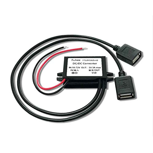 Autek DC Converter Buck Module 12V/24V/36V/48V/60V Convert to 5V(20-72V Convert to 5V), 5V USB Output Power Adapter Double line USB